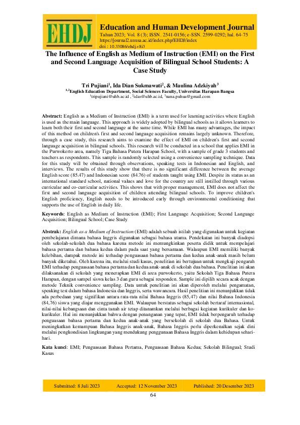 (PDF) The Influence of English as Medium of Instruction (EMI) on the ...