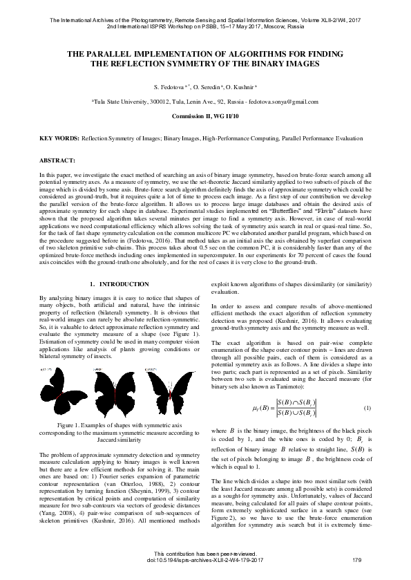(PDF) The Parallel Implementation of Algorithms for Finding the Reflection Symmetry of the ...