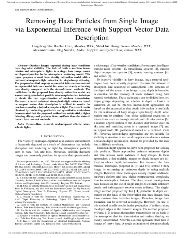 (PDF) Removing Haze Particles From Single Image via Exponential ...