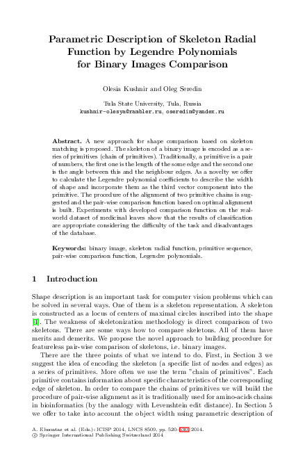(PDF) Parametric Description of Skeleton Radial Function by Legendre Polynomials for Binary ...