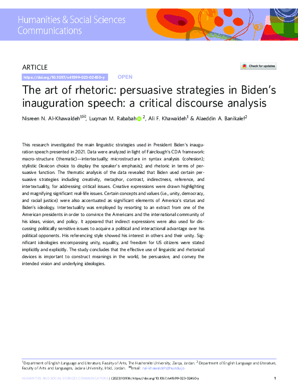 (PDF) The art of rhetoric: persuasive strategies in Biden’s ...
