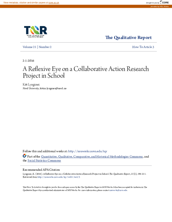 (PDF) A Reflexive Eye on a Collaborative Action Research Project in School