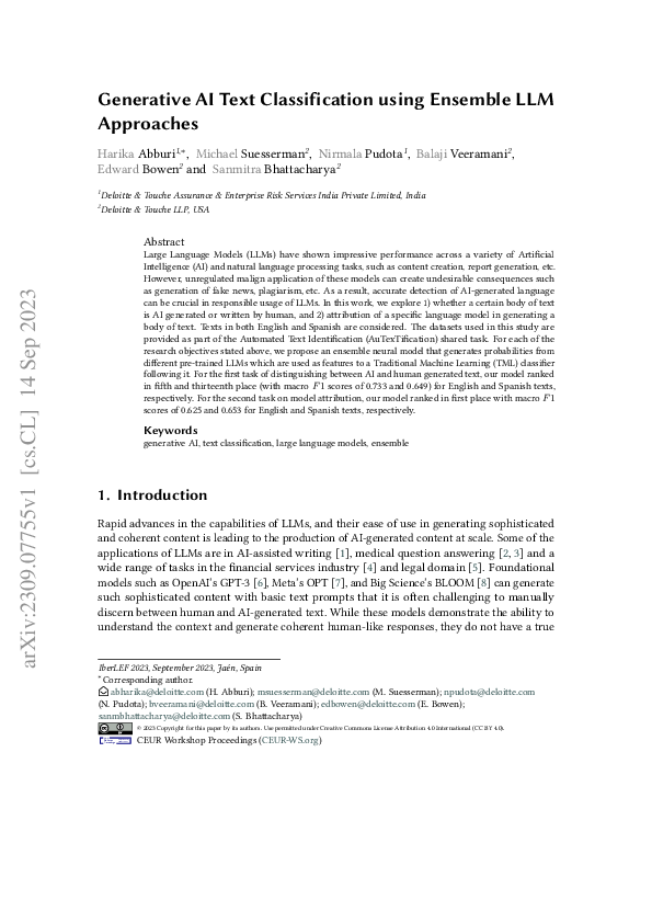 (PDF) Generative AI Text Classification using Ensemble LLM Approaches
