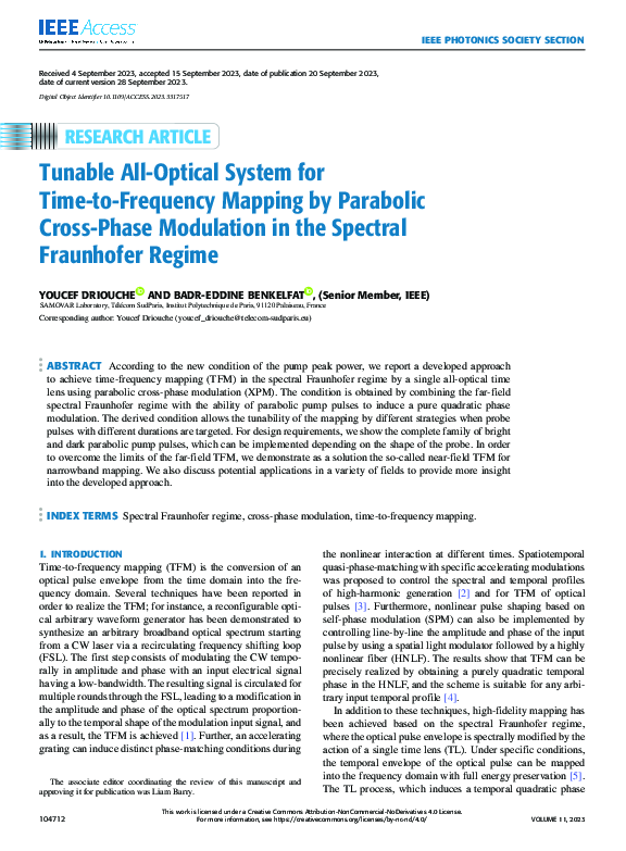(PDF) Tunable All-Optical System for Time-to-Frequency Mapping by ...