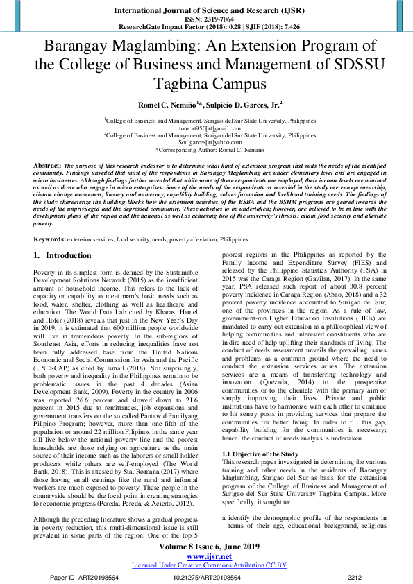 (PDF) Barangay Maglambing : An Extension Program of the College of ...
