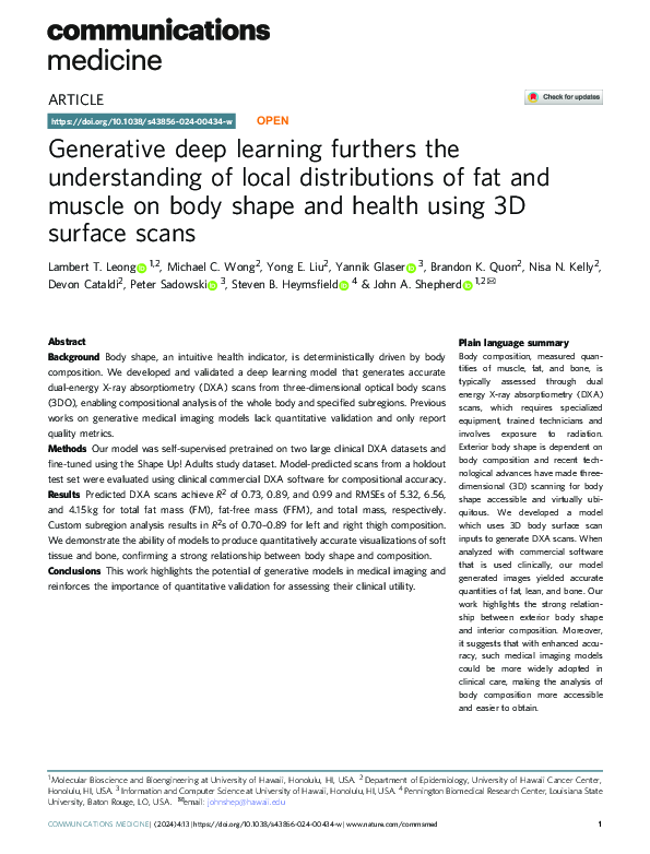 (PDF) Generative deep learning furthers the understanding of local distributions of fat and ...