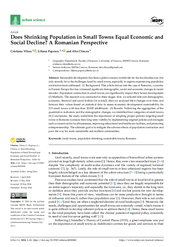 (PDF) Does Shrinking Population in Small Towns Equal Economic and ...