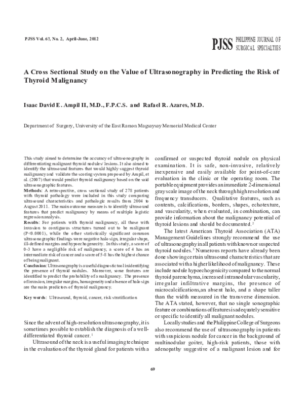 (PDF) A Cross Sectional Study on the Value of Ultrasonography in ...