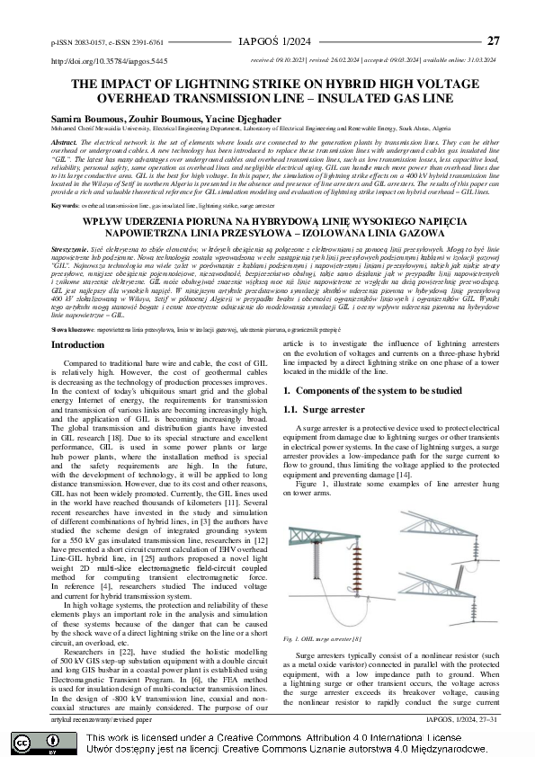 (PDF) The Impact of Lightning Strike on Hybrid High Voltage Overhead ...