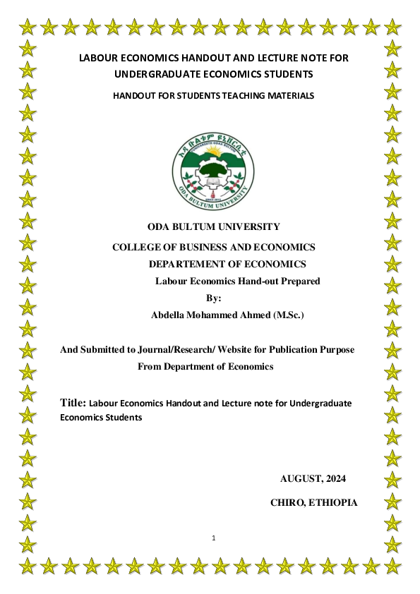 (PDF) LABOUR ECONOMICS HANDOUT AND LECTURE NOTE FOR UNDERGRADUATE ...