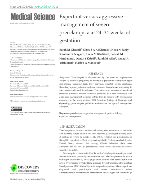 (PDF) Expectant versus aggressive management of severe preeclampsia at ...