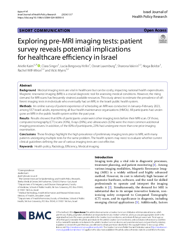 (PDF) Exploring pre-MRI imaging tests: patient survey reveals potential ...