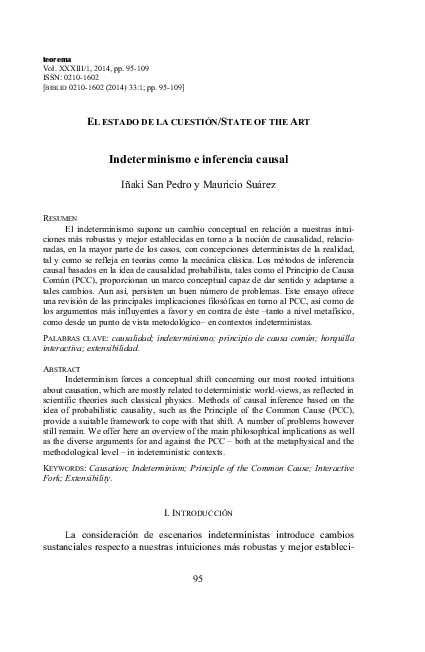 (PDF) Indeterminismo e inferencia causal