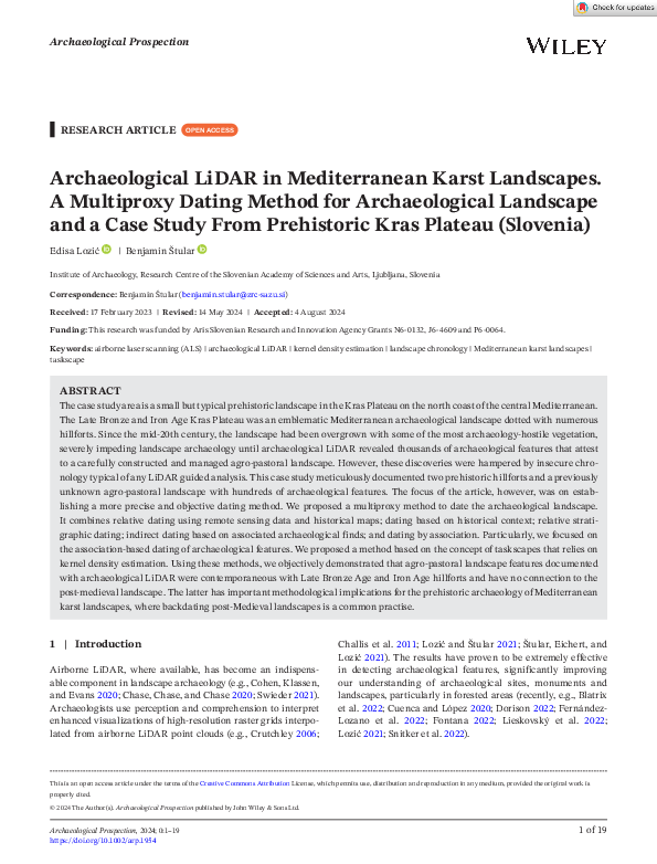 (PDF) Archaeological LiDAR in Mediterranean Karst Landscapes. A ...
