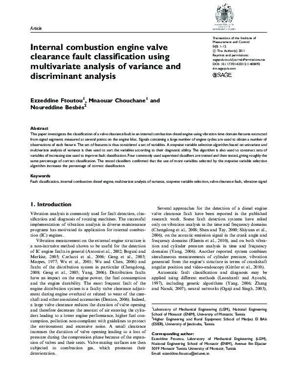 (PDF) Internal combustion engine valve clearance fault classification using multivariate ...