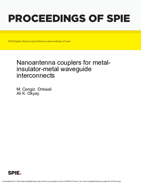 (PDF) Nanoantenna couplers for metal-insulator-metal waveguide ...