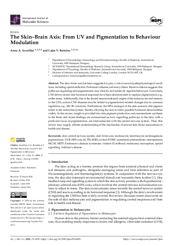 (PDF) The Skin-Brain Axis: From UV and Pigmentation to Behaviour Modulation