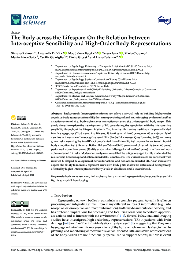 (PDF) The Body across the Lifespan: On the Relation between Interoceptive Sensibility and High ...