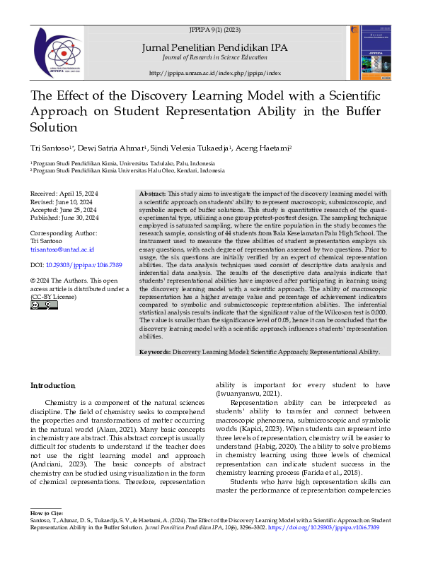 (PDF) The Effect of the Discovery Learning Model with a Scientific Approach on Student ...