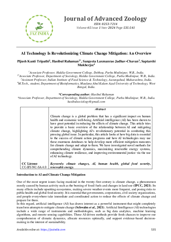 (PDF) AI Technology Is Revolutionizing Climate Change Mitigation: An ...