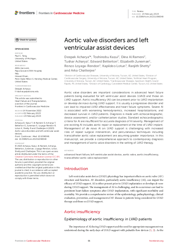 (PDF) Aortic valve disorders and left ventricular assist devices