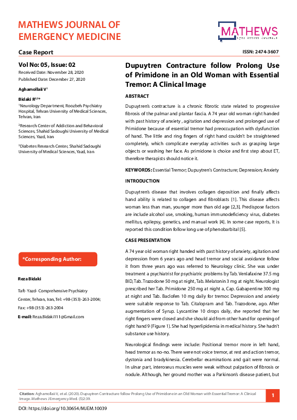 (PDF) Dupuytren Contracture follow Prolong Use of Primidone in an Old ...