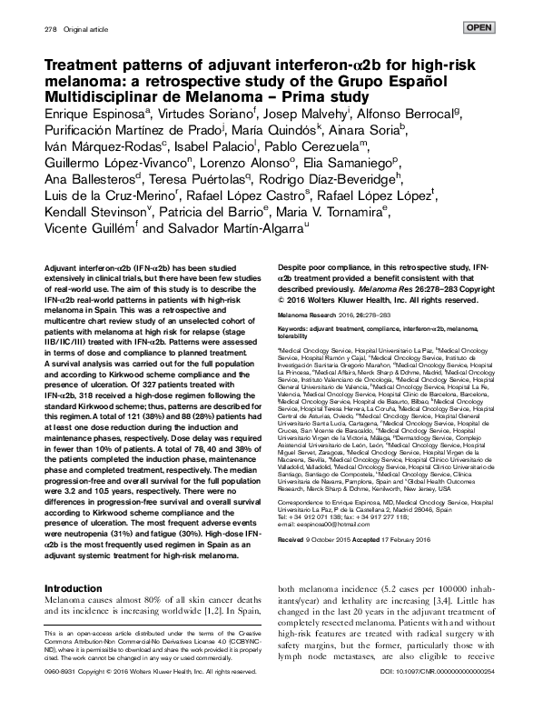 (PDF) Treatment patterns of adjuvant interferon-α2b for high-risk ...