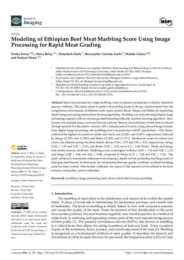 (PDF) Modeling of Ethiopian Beef Meat Marbling Score Using Image ...