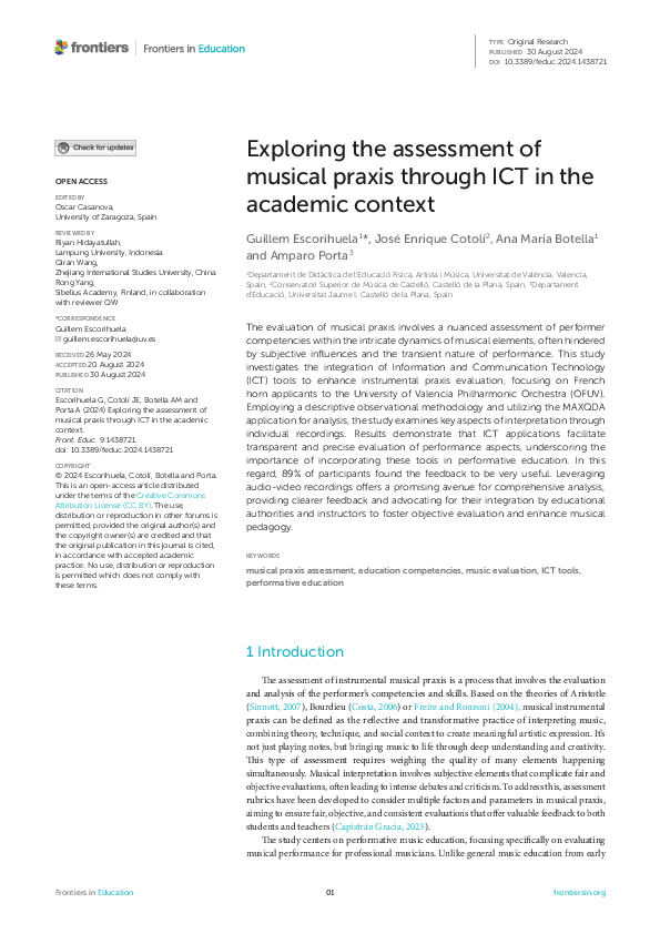 (PDF) Exploring the assessment of musical praxis through ICT in the ...