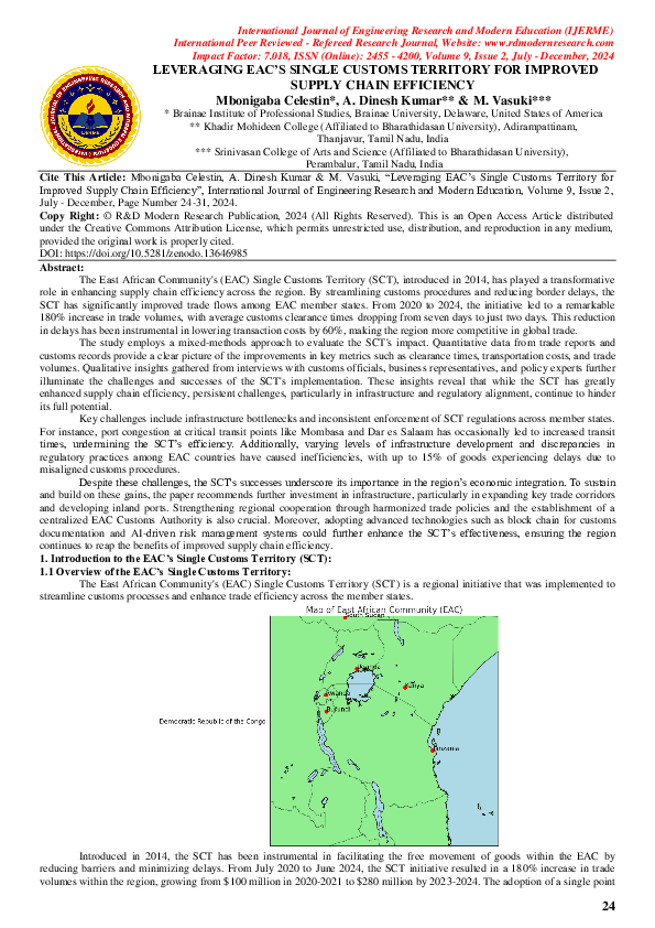 (PDF) LEVERAGING EAC’S SINGLE CUSTOMS TERRITORY FOR IMPROVED SUPPLY ...