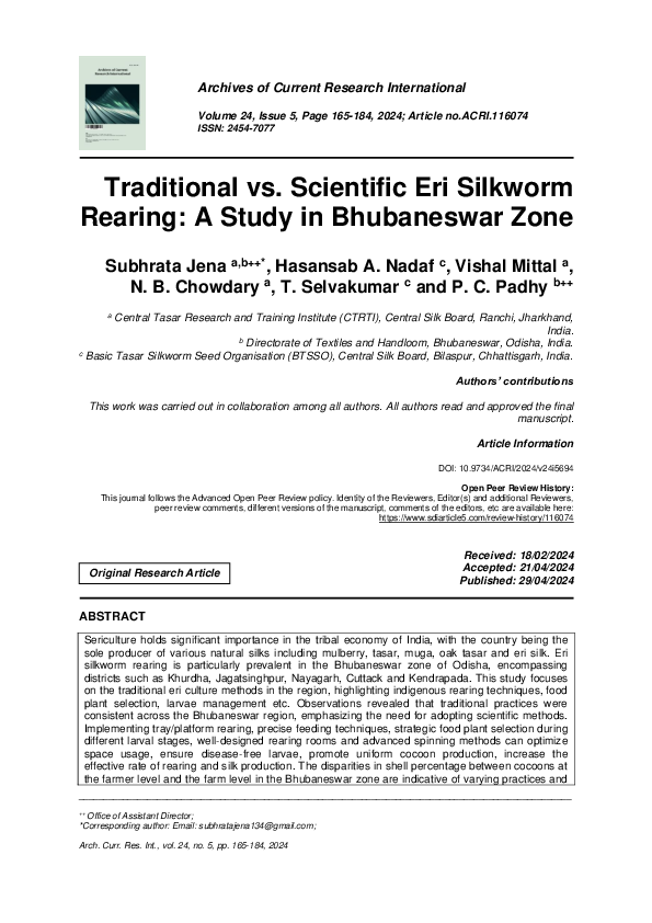 (PDF) Traditional vs. Scientific Eri Silkworm Rearing: A Study in ...