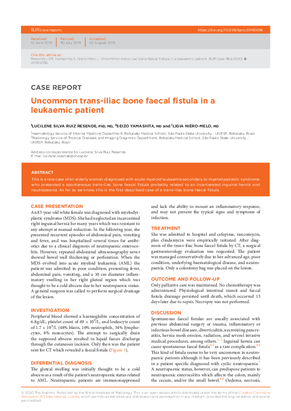 (PDF) Uncommon trans-iliac bone faecal fistula in a leukemic patient ...