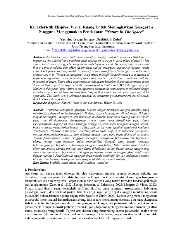 (PDF) Karakteristik Ekspresi Visual Ruang Untuk Meningkatkan Kesehatan ...