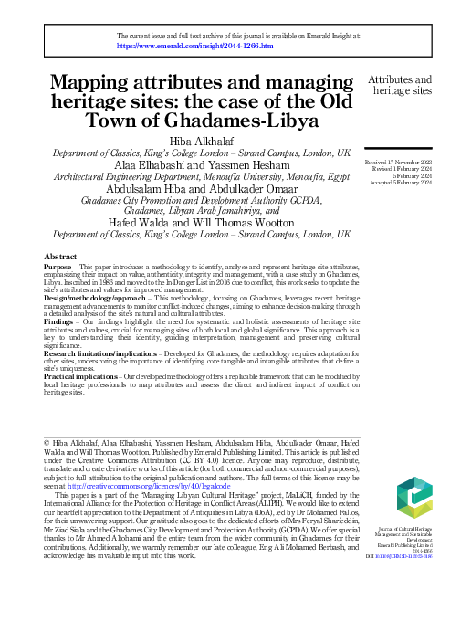 (PDF) Mapping attributes and managing heritage sites: the case of the ...