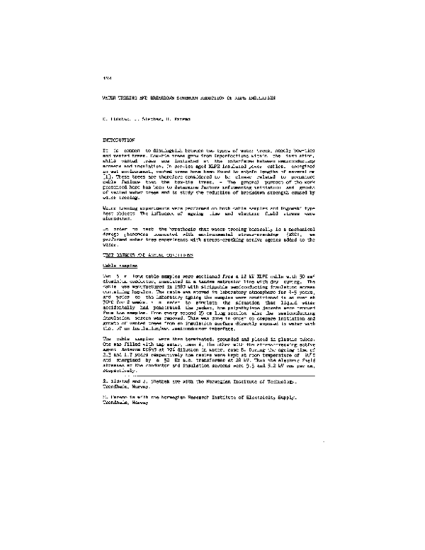 (PDF) Water treeing and breakdown strength reduction of XLPE insulation