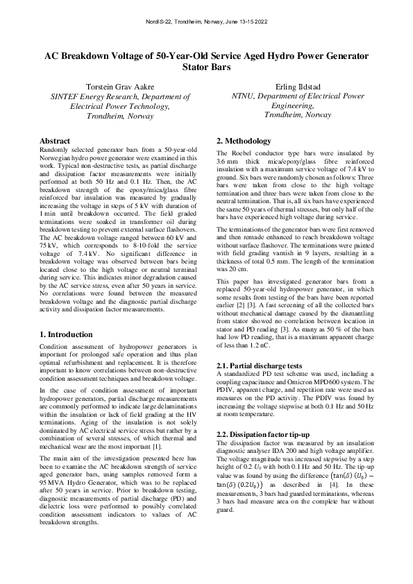 (PDF) AC Breakdown Voltage of 50-Year-Old Service Aged Hydro Power ...