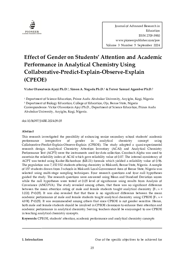 (PDF) Effect of Gender on Students’ Attention and Academic Performance ...
