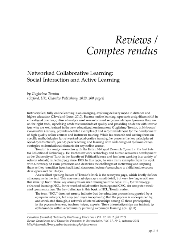 (PDF) Networked Collaborative Learning: Social Interaction and Active Learning | Jenni Hayman ...