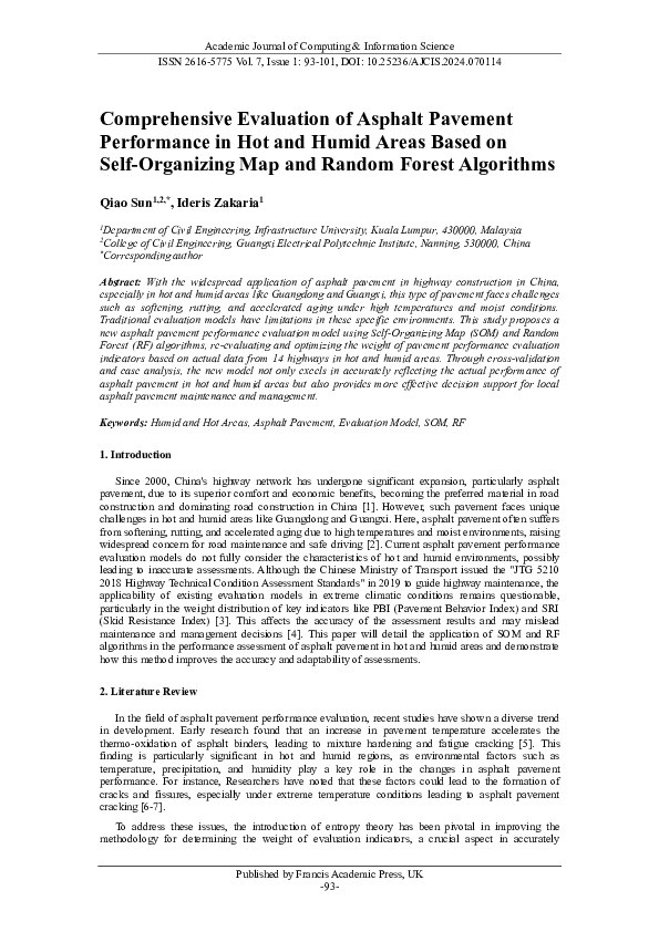 (PDF) Comprehensive Evaluation of Asphalt Pavement Performance in Hot and Humid Areas Based on ...
