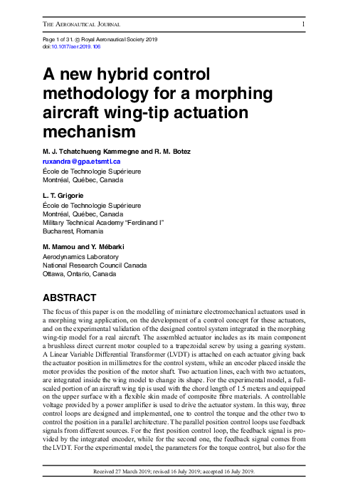 (PDF) A new hybrid control methodology for a morphing aircraft wing-tip actuation mechanism