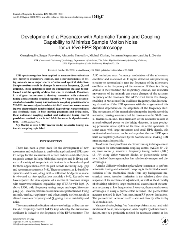 (PDF) Development of a Resonator with Automatic Tuning and Coupling ...