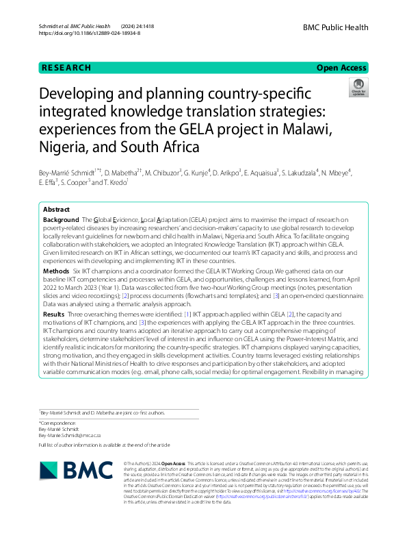 (PDF) Developing and planning country-specific integrated knowledge ...