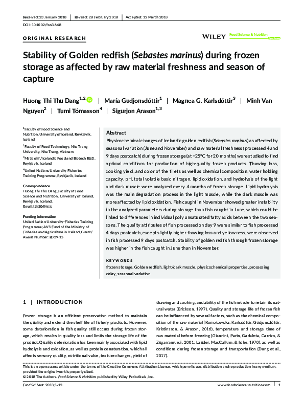 (PDF) {"__content__"=>"Stability of Golden redfish () during frozen ...