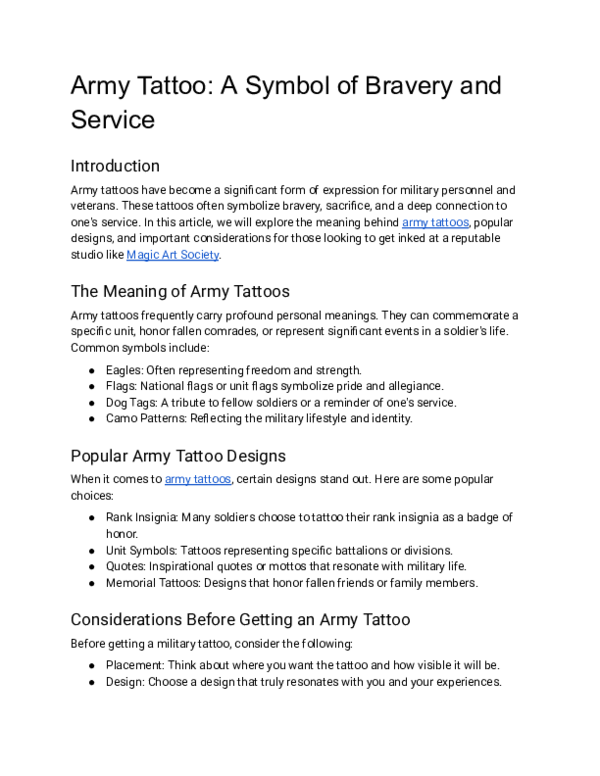 (PDF) Army Tattoo: A Symbol of Bravery and Service