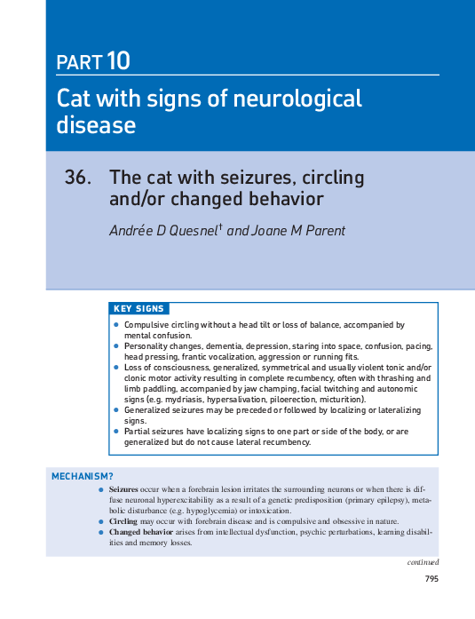 (PDF) The cat with seizures, circling and/or changed behavior