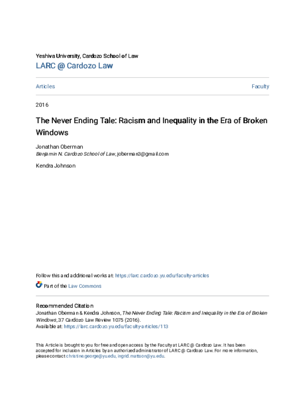 (PDF) The Never Ending Tale: Racism and Inequality in the Era of Broken ...