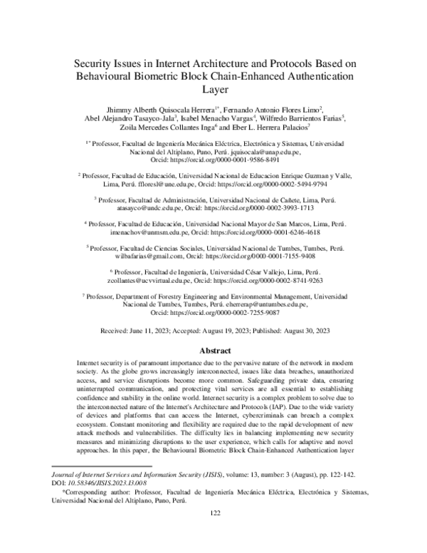 (PDF) Security Issues in Internet Architecture and Protocols Based on Behavioural Biometric ...