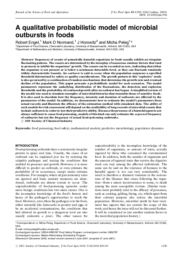 (PDF) A qualitative probabilistic model of microbial outbursts in foods