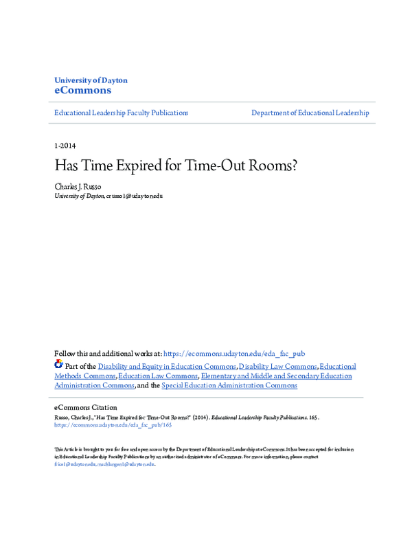(PDF) Has Time Expired for Time-Out Rooms?