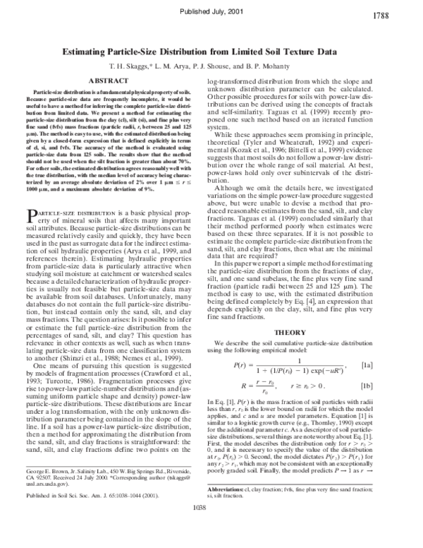 (PDF) Inferring Particle-Size Distribution from Soil Data